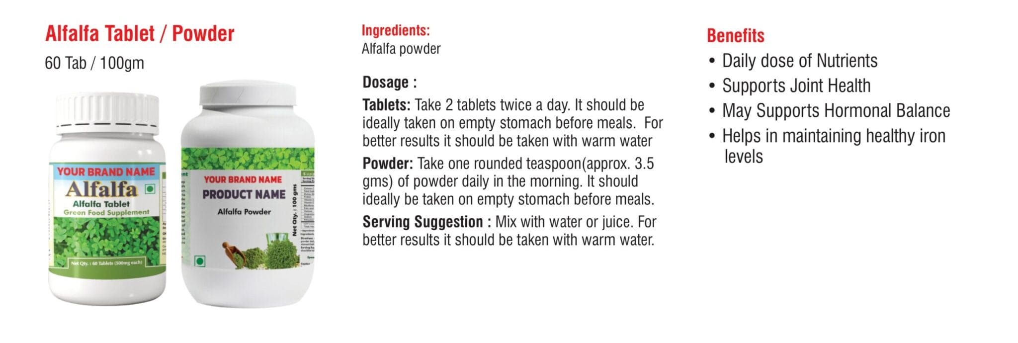 Private Label Green Food Supplements | Herbal Hills
